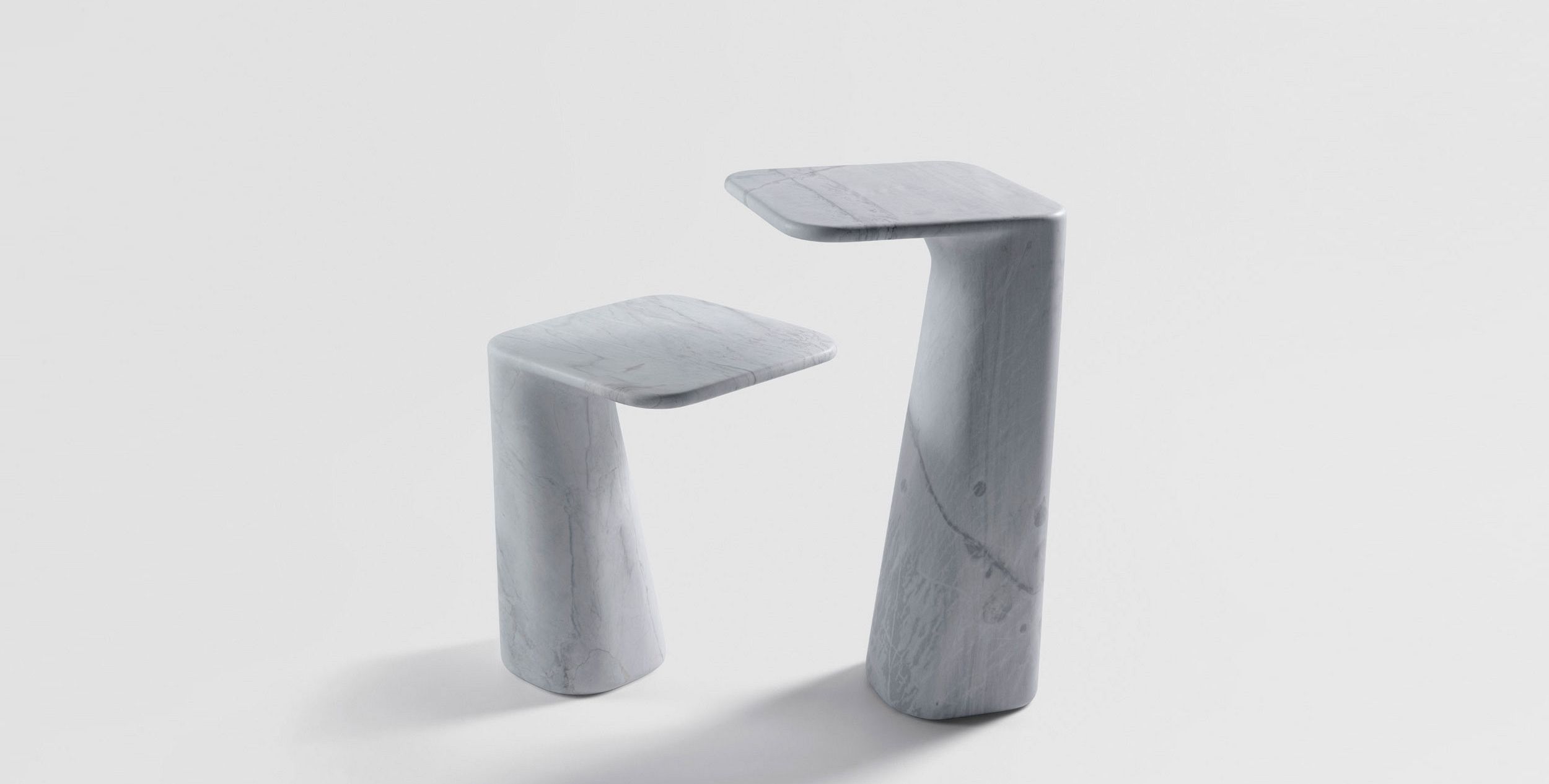 Hurlysi by New Volumes - Elba Marble Stone Side Table Thomas Coward