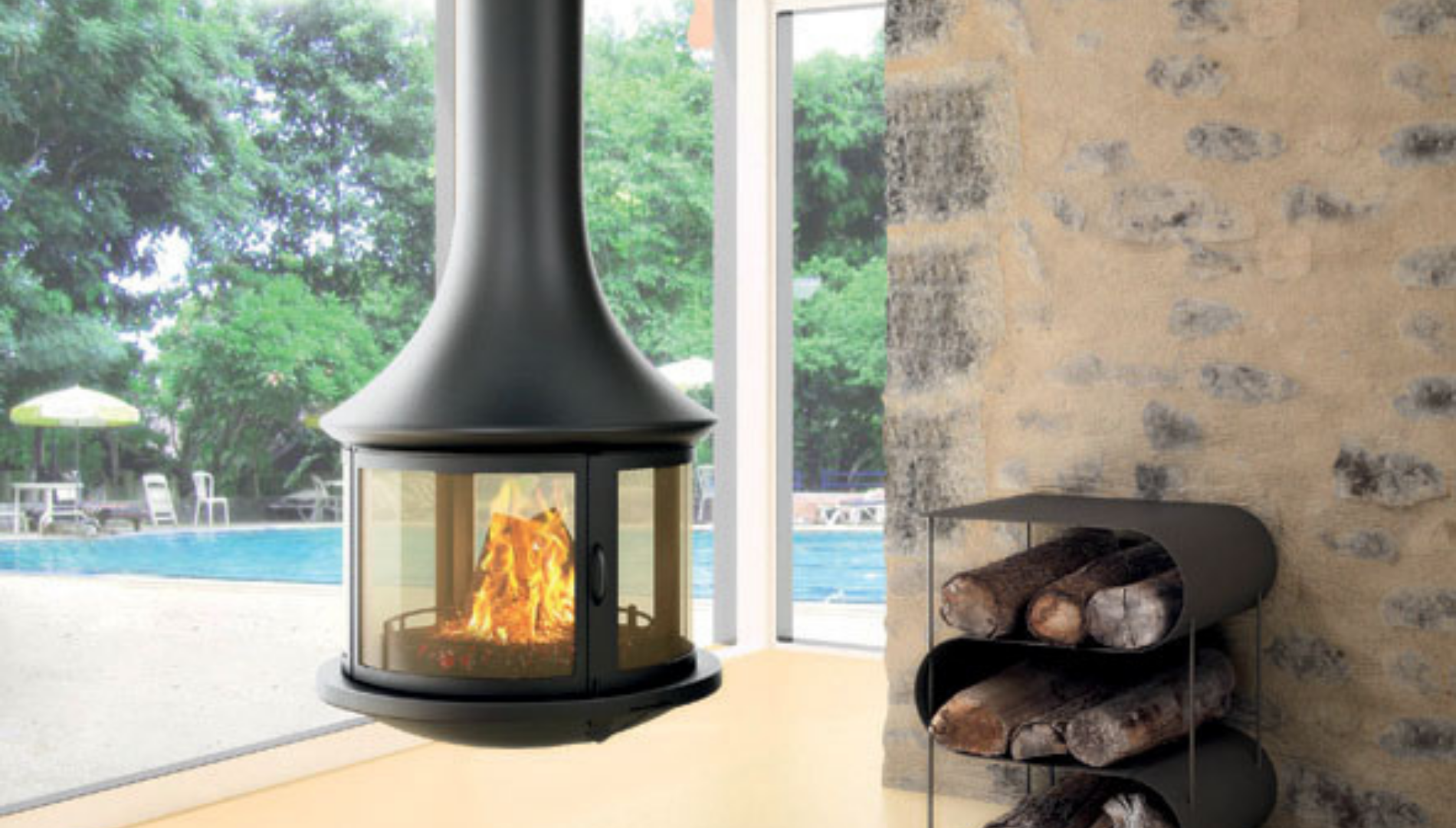 Suspended Wood Fireplace by Sculpt Fireplace Collection - Product ...